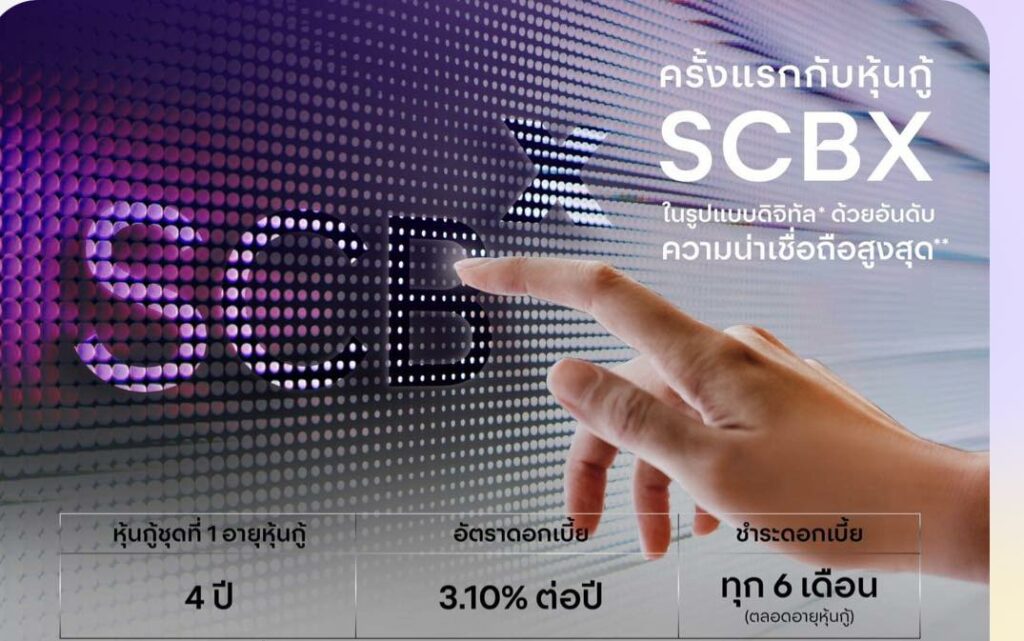 SCBX เตรียมเสนอขายหุ้นกู้ อายุ 4 ปี เคาะดอกเบี้ยคงที่ร้อยละ 3.10 ต่อปี จ่ายทุก 6 เดือน - kinyupen